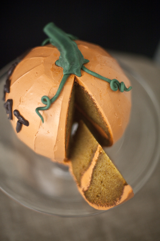 Pumpkin Cake Shaped Like a Pumpkin! - ZoëBakes