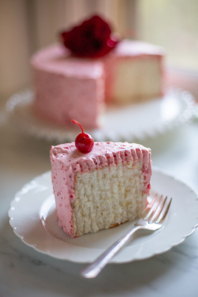 Angel Food Cake with Cherry Whipped Cream - ZoëBakes